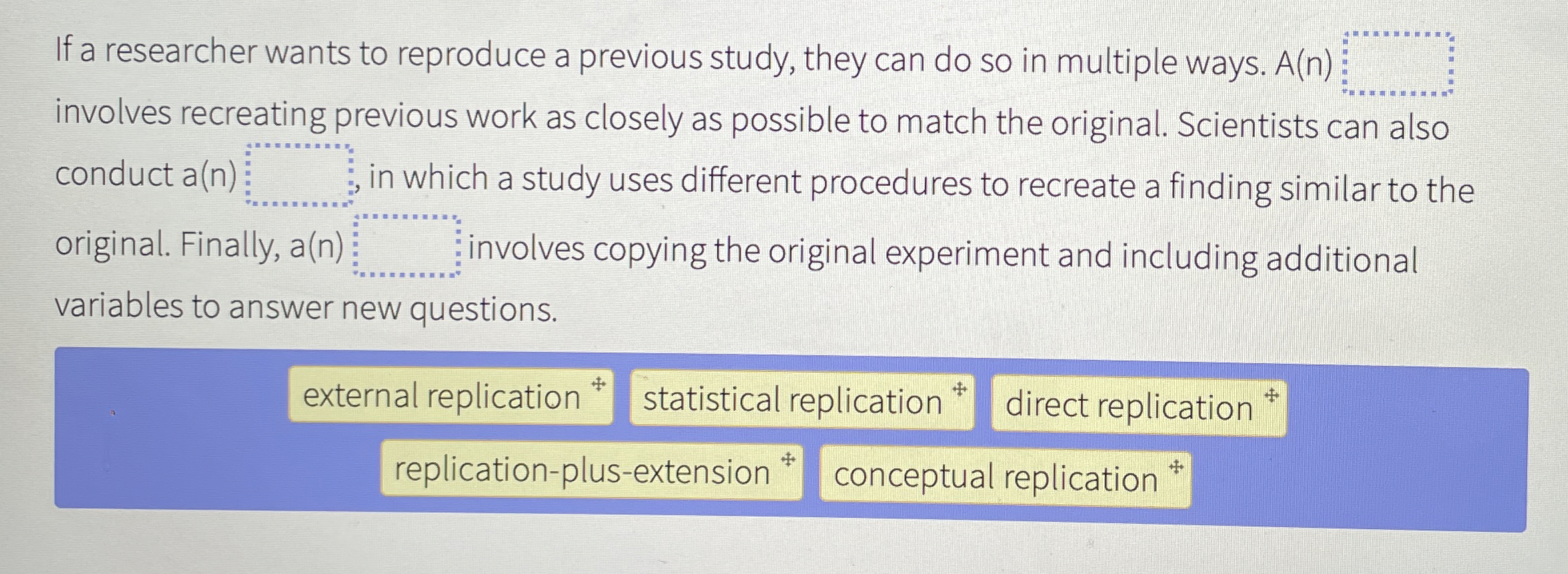 Solved If a researcher wants to reproduce a previous study, | Chegg.com