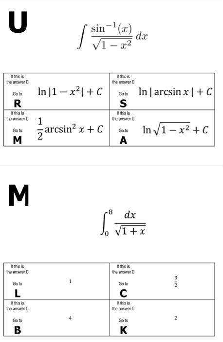 Solved Times New Roman 24 U-Sub Integration Scavenger Hunt | Chegg.com