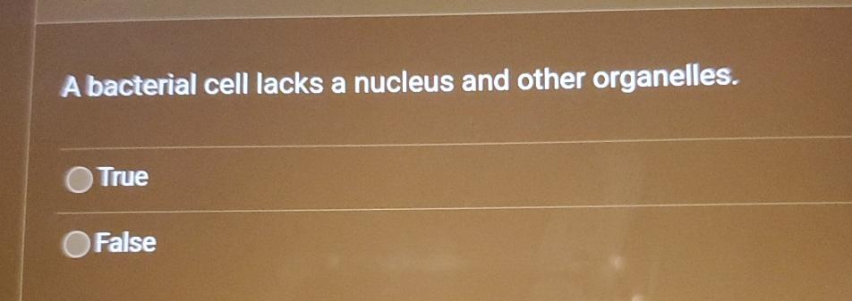 Solved A bacterial cell lacks a nucleus and other | Chegg.com