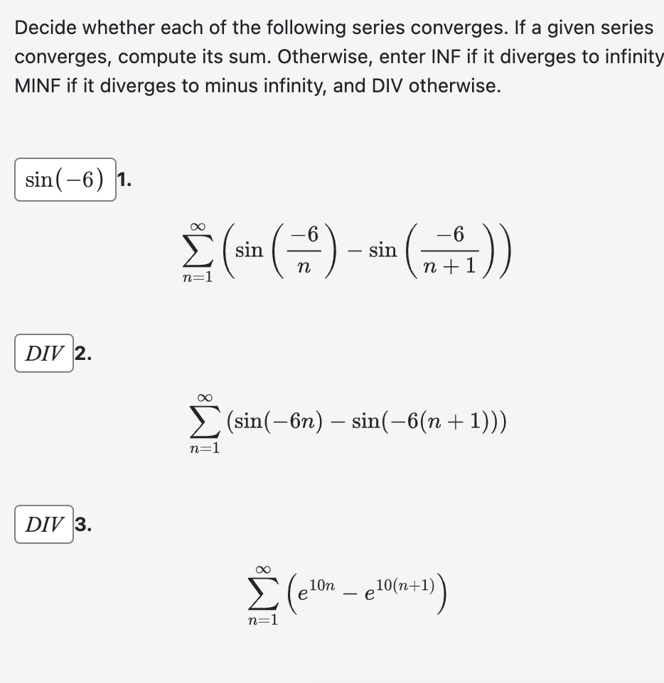 Solved Decide whether each of the following series | Chegg.com