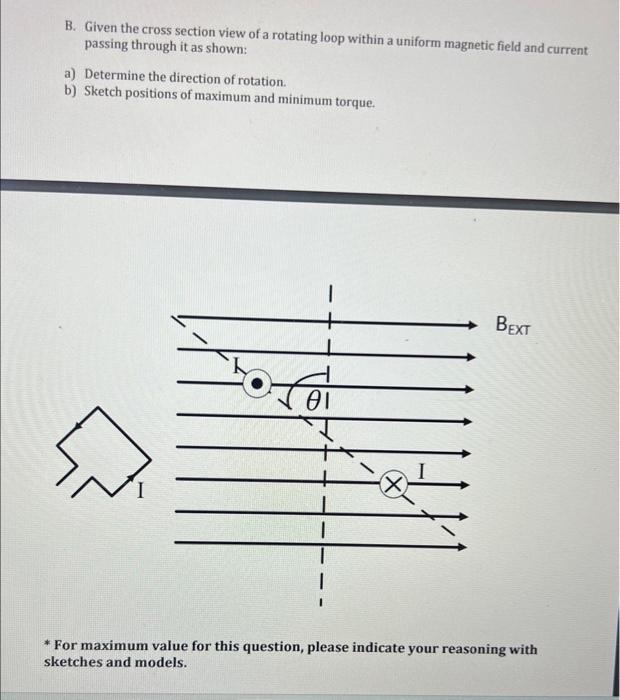 Solved B. Given the cross section view of a rotating loop | Chegg.com
