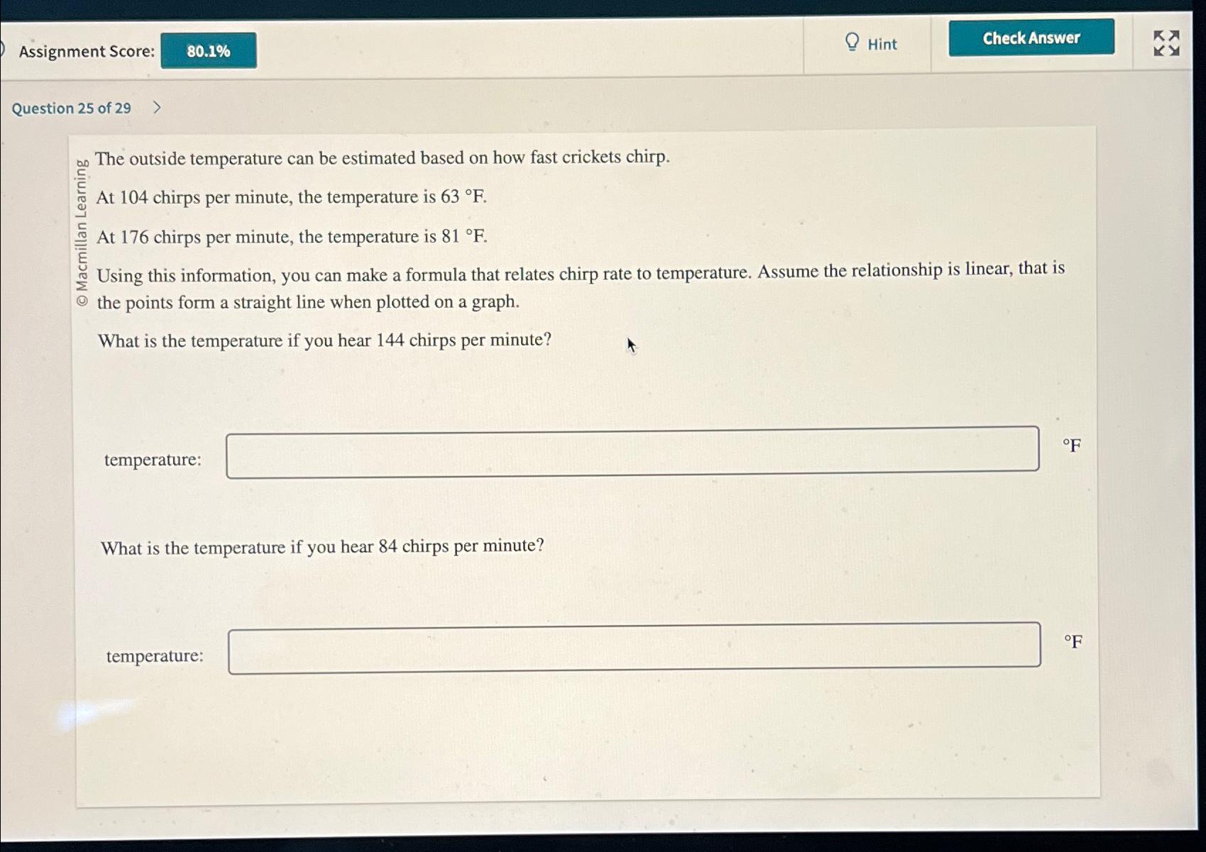 Solved Assignment Score:HintQuestion 25 ﻿of 29The outside | Chegg.com