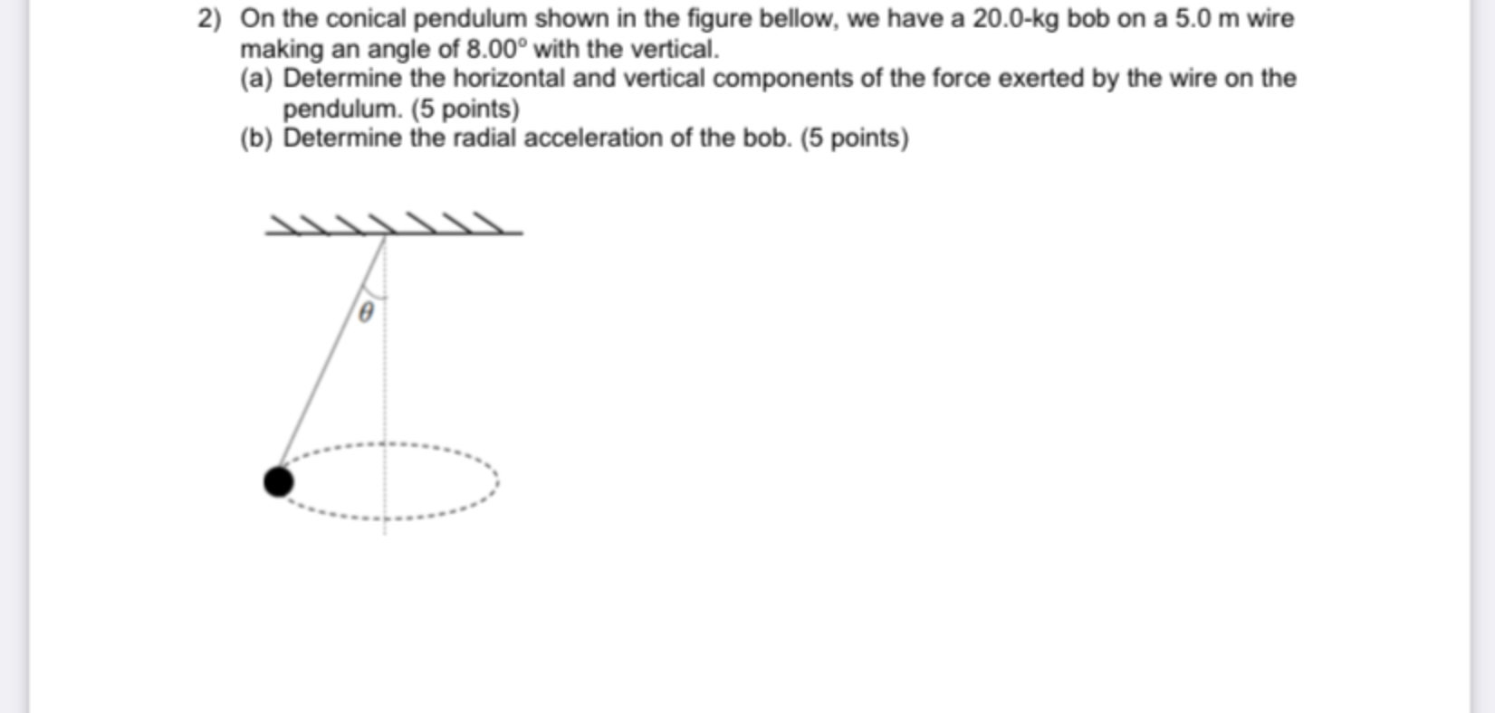 Solved On the conical pendulum shown in the figure bellow, | Chegg.com