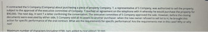 Solved H contracted the Company (Company) about purchasing a | Chegg.com