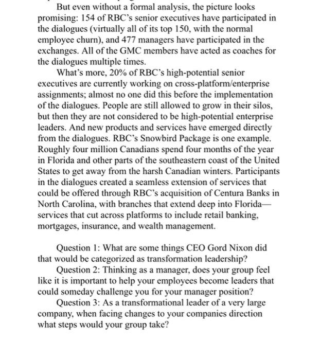 Solved How to Grow Great Leaders - Douglas A. Ready RBC | Chegg.com