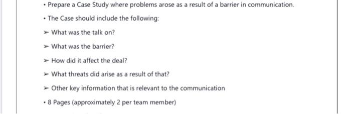 Prepare a Case Study where problems arose as a | Chegg.com