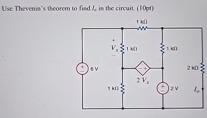 Solved Use Thevenin's theorem to find I0 in the circuit. | Chegg.com