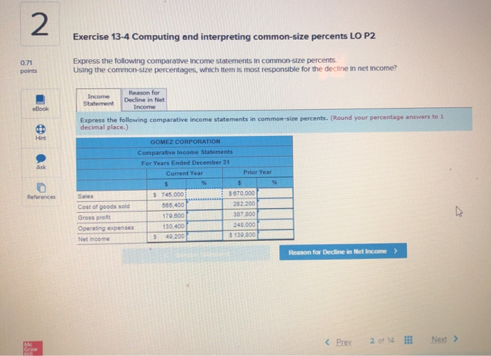 Solved Exercise 13-4 Computing and interpreting common-size | Chegg.com