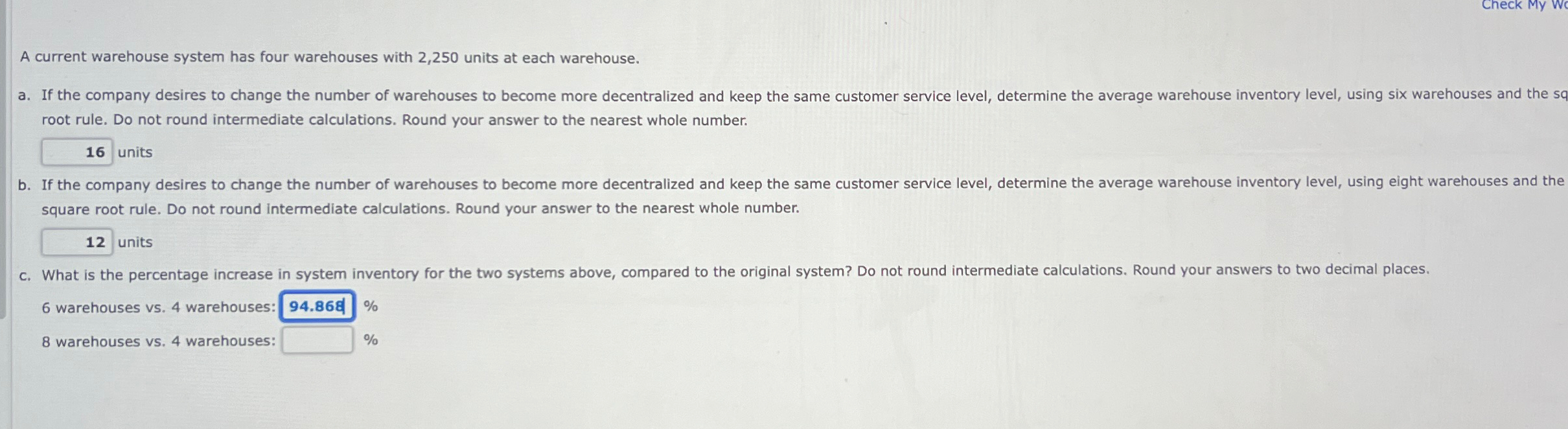 A current warehouse system has four warehouses with | Chegg.com