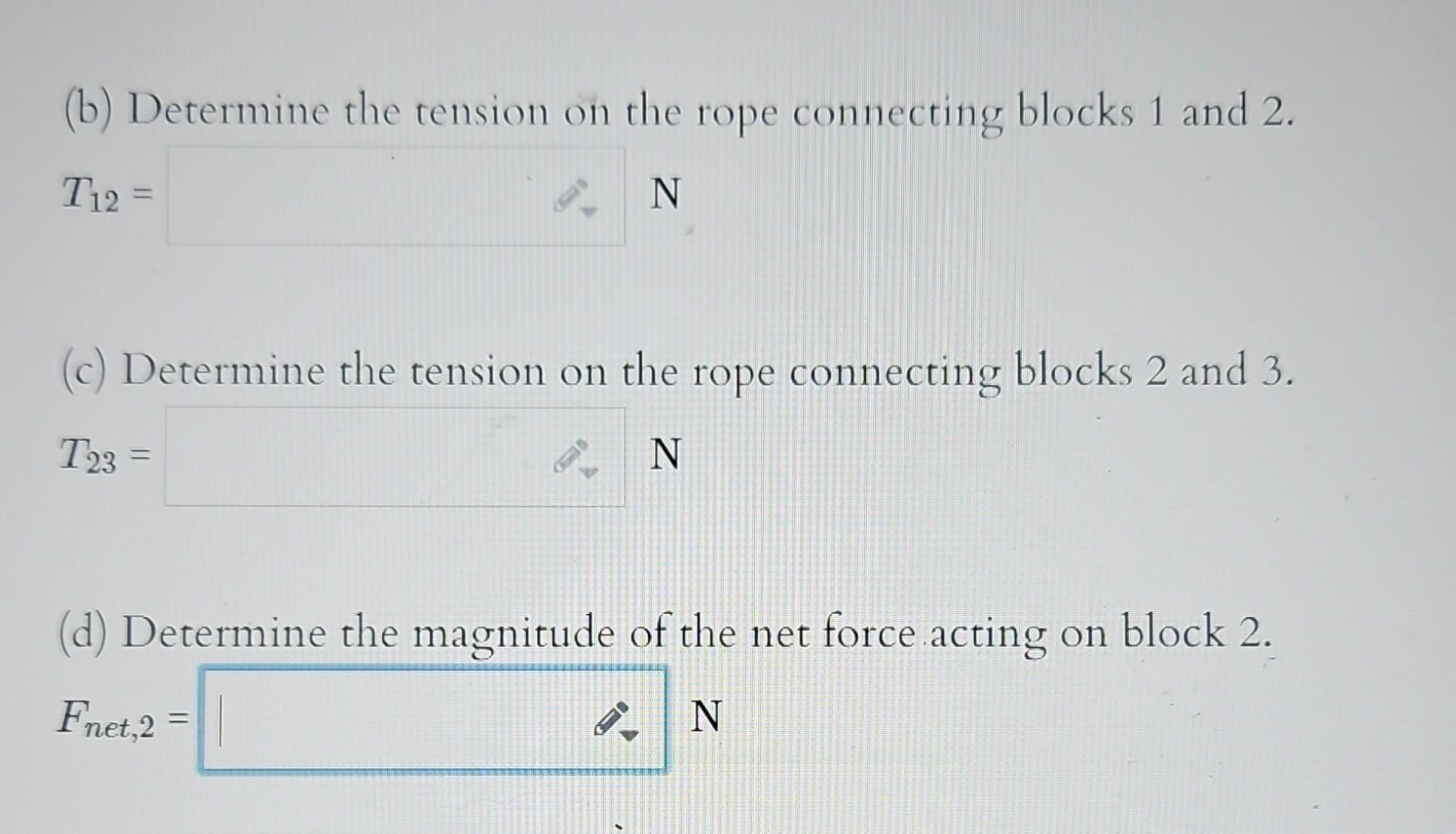 Solved Three blocks with masses m1=0.5 kg,m2=7 kg, and | Chegg.com