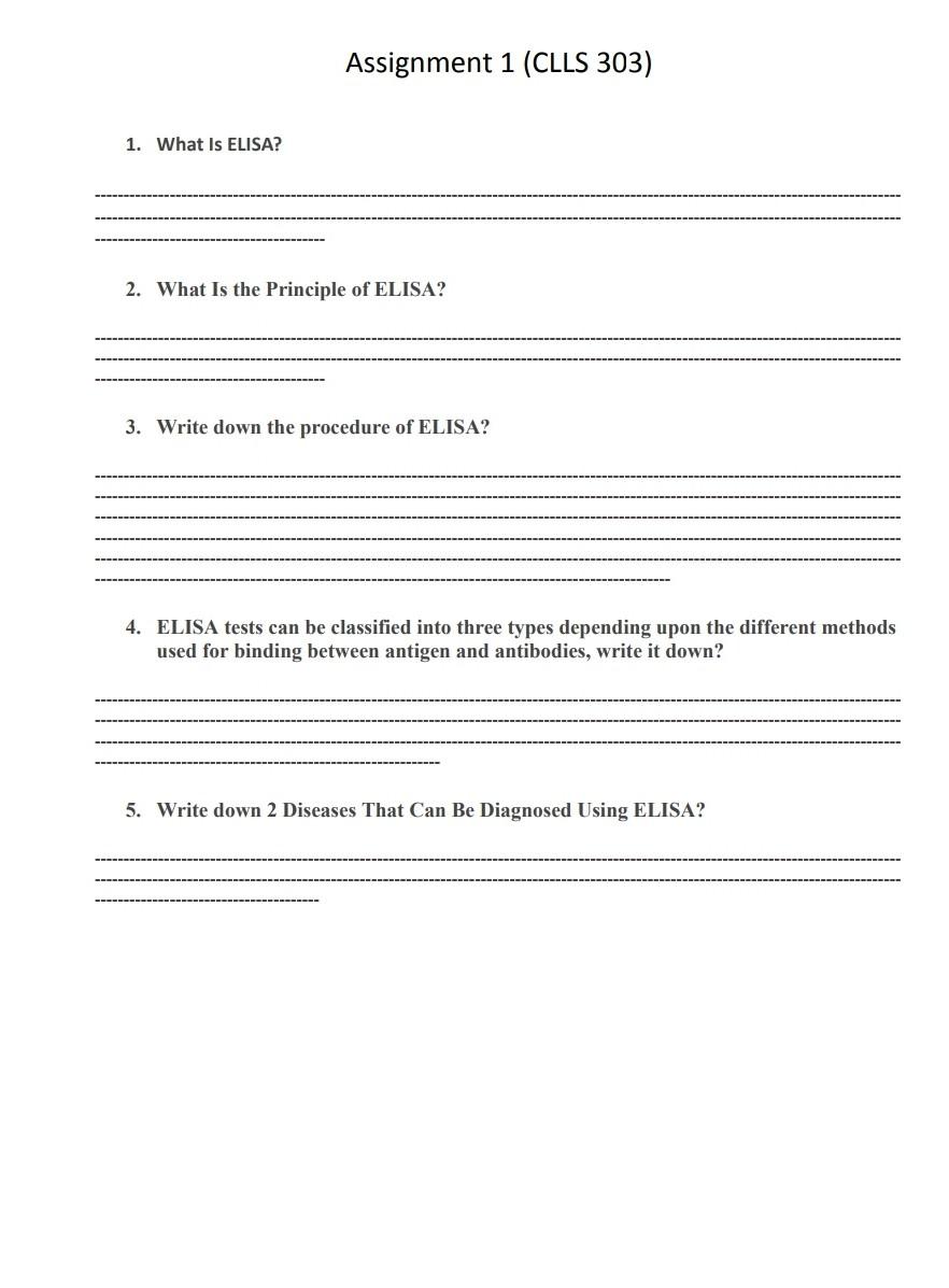 Solved 2. What Is the Principle of ELISA? 3. Write down the | Chegg.com