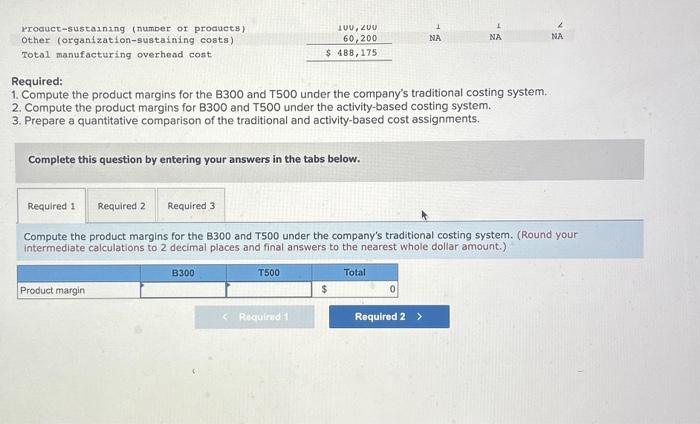 Solved Required 1 Compute The Product Margins For The B300 1794