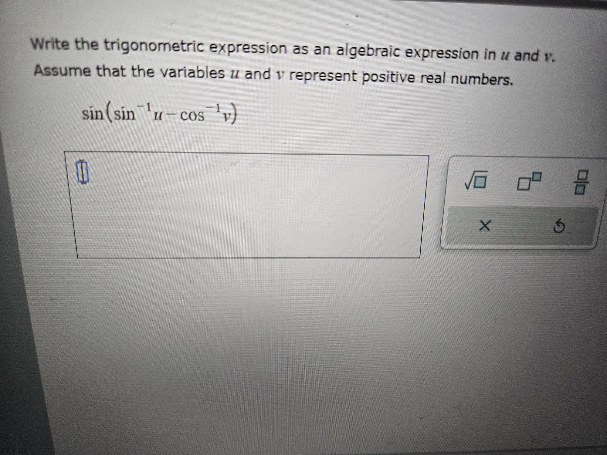 Solved Write the trigonometric expression as an algebraic | Chegg.com