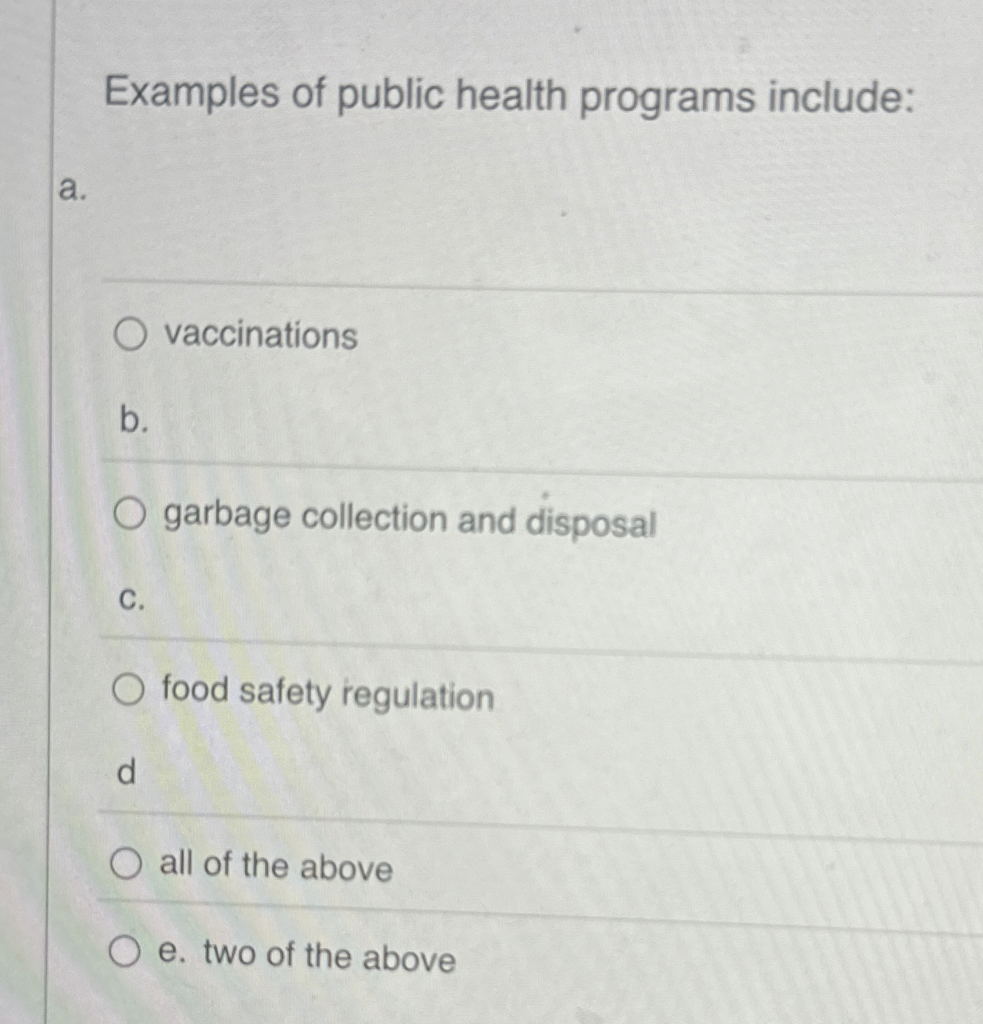 Solved Examples of public health programs | Chegg.com