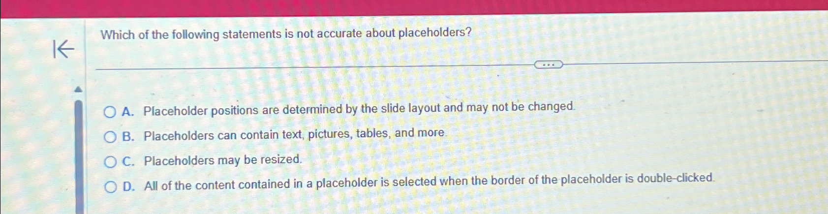 Solved Which of the following statements is not accurate | Chegg.com