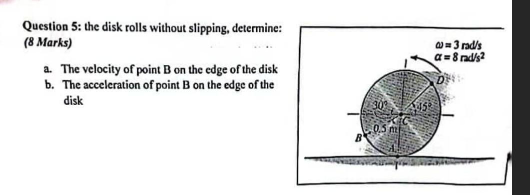 Solved Question 5: the disk rolls without slipping, | Chegg.com