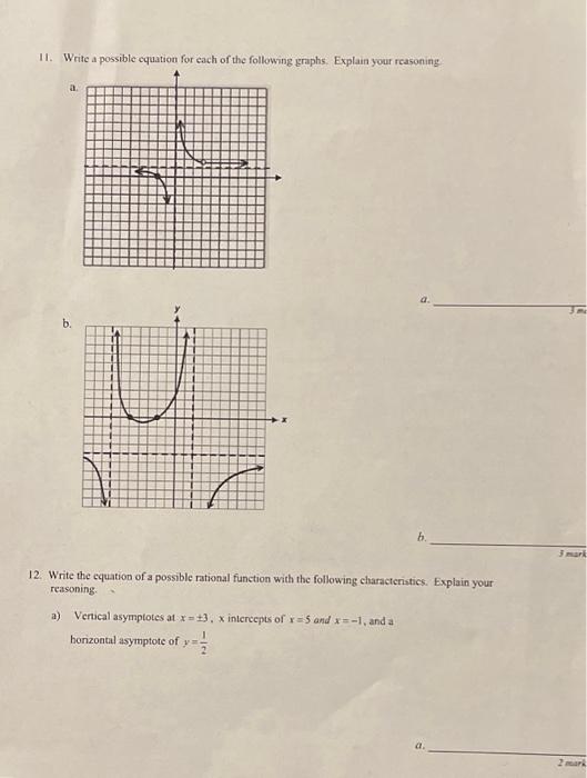 Solved 11. Write a possible equation for each of the | Chegg.com