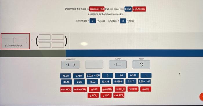 Solved Determine the mass in grams of HCI that can react | Chegg.com