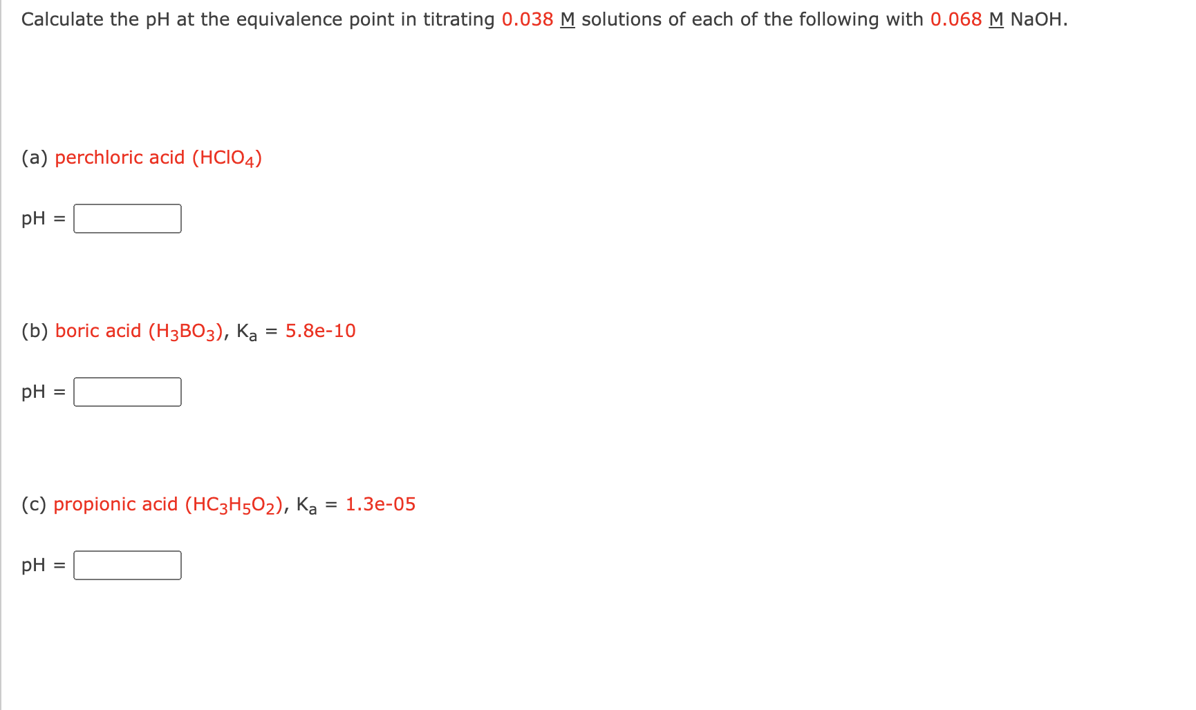 Solved Calculate the pH ﻿at the equivalence point in | Chegg.com