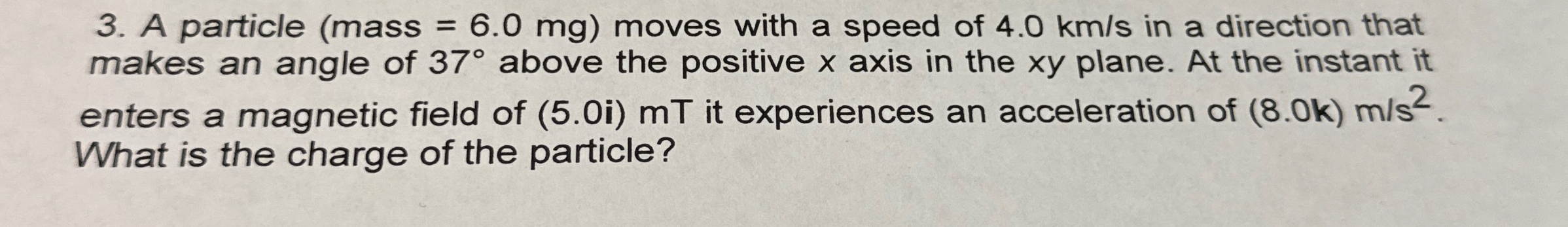 Solved A particle (mass =6.0mg ) ﻿moves with a speed of | Chegg.com