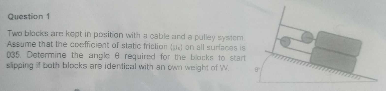Solved Question 1Two blocks are kept in position with a | Chegg.com