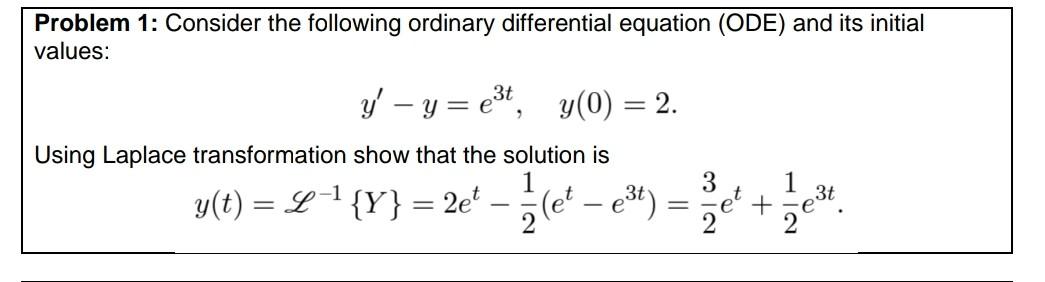Solved Problem 1: Consider the following ordinary | Chegg.com