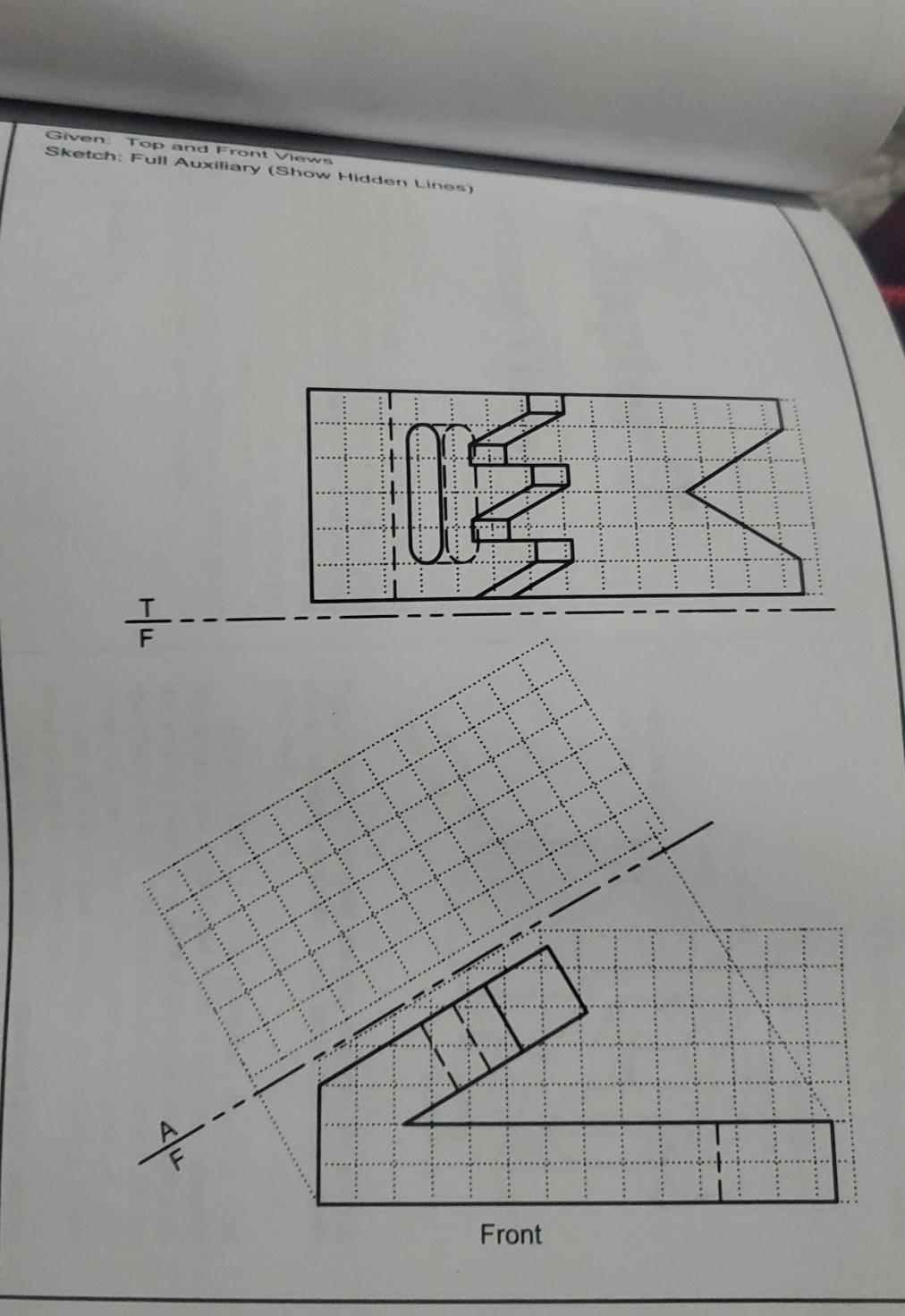 Solved Given Top and Front Views Sketch: Full Auxiliary | Chegg.com
