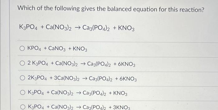 Solved Which of the following gives the balanced equation | Chegg.com