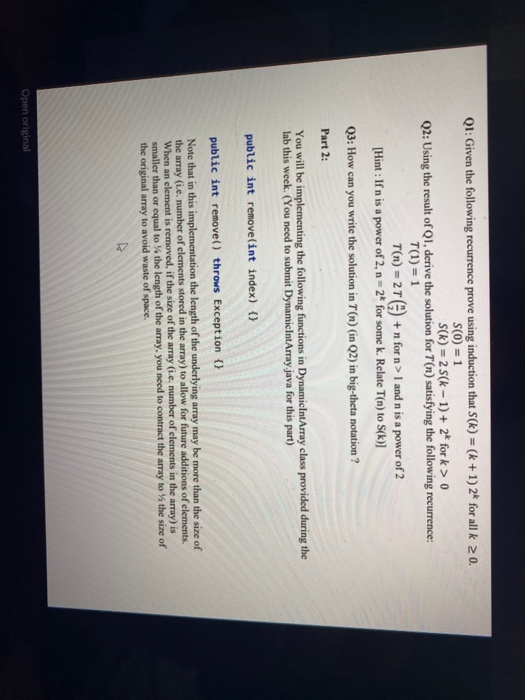 Solved Q1: Given the following recurrence prove using | Chegg.com