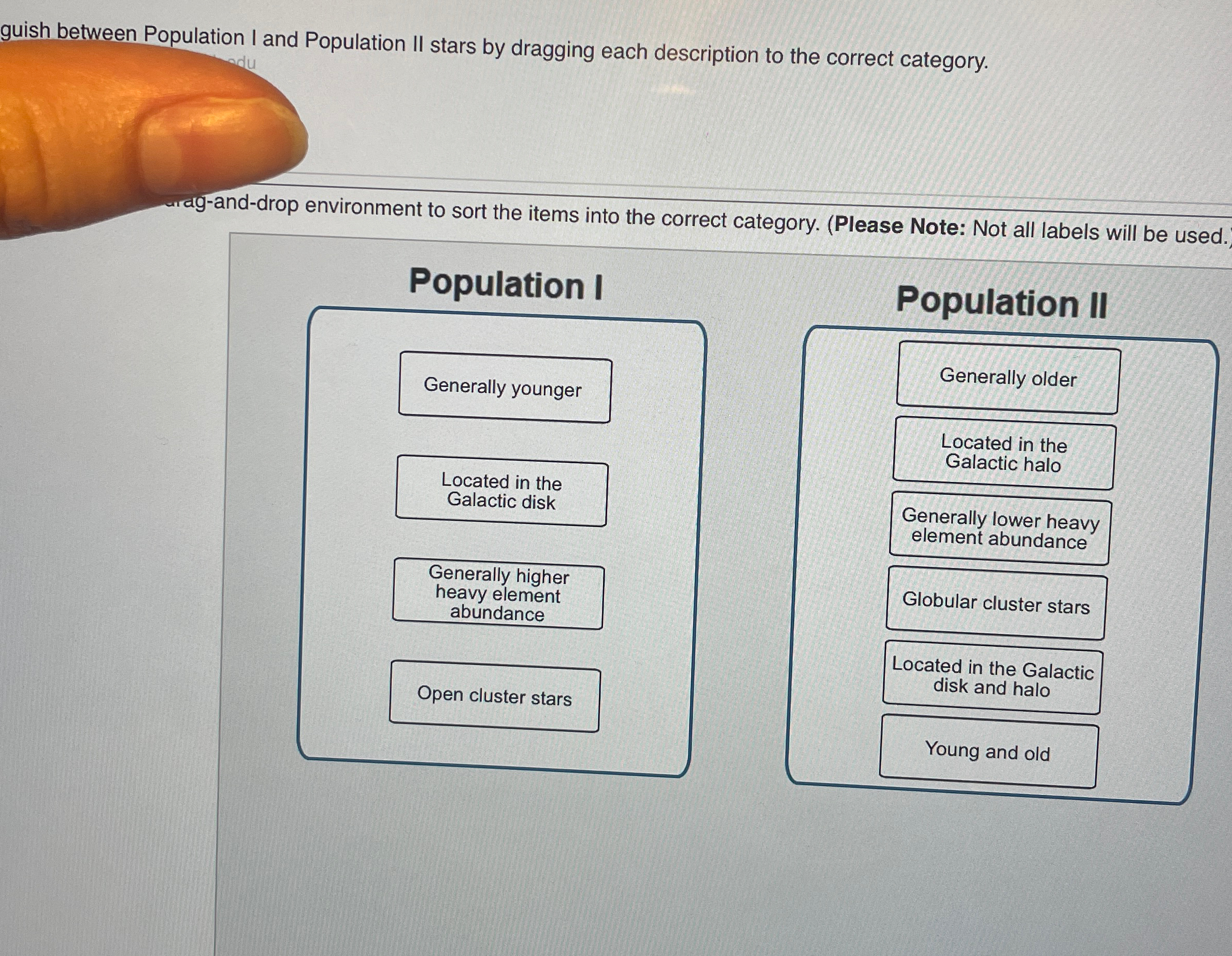 Solved guish between Population I and Population II stars by | Chegg.com
