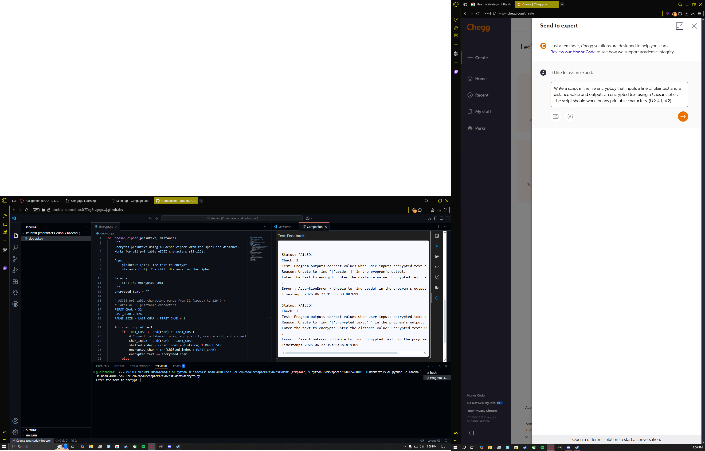 Write a script in the file encrypt.py that inputs a | Chegg.com
