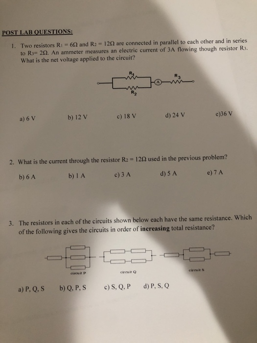 Solved two resistors R1 = 6 are connected in parallel to | Chegg.com
