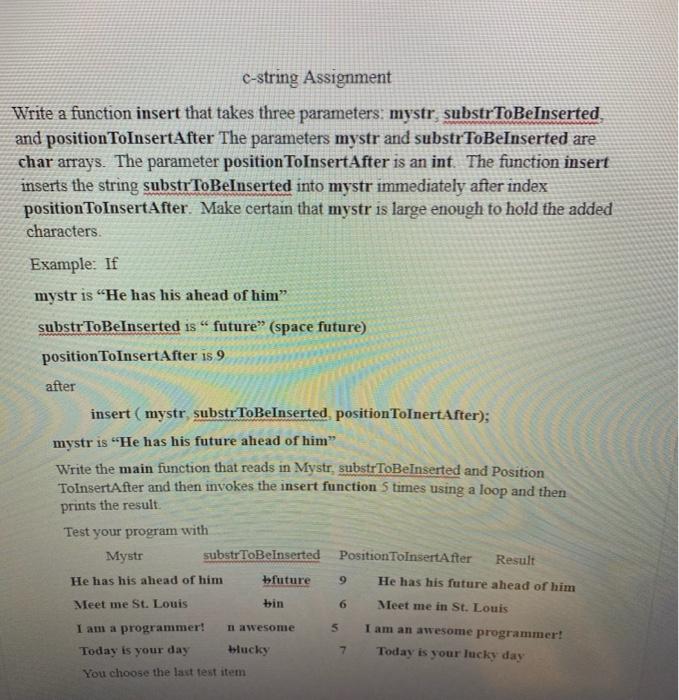 Solved C Please C String Assignment Write A Function 5949
