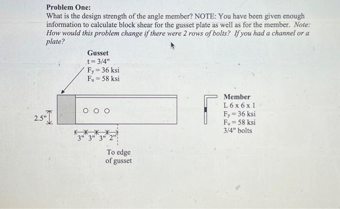Solved Problem One: What is the design strength of the angle | Chegg.com