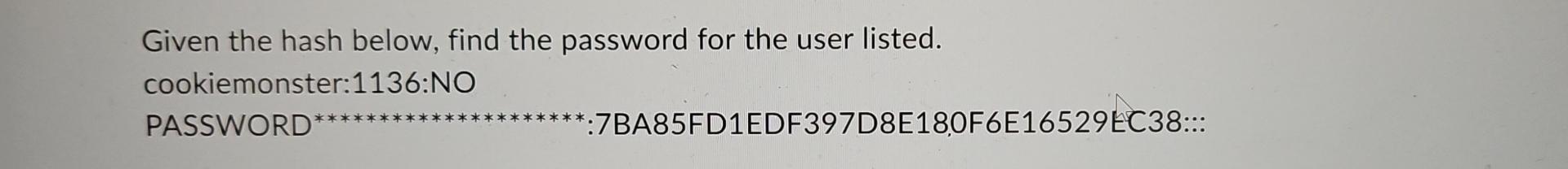 Solved Given the hash below, find the password for the user | Chegg.com