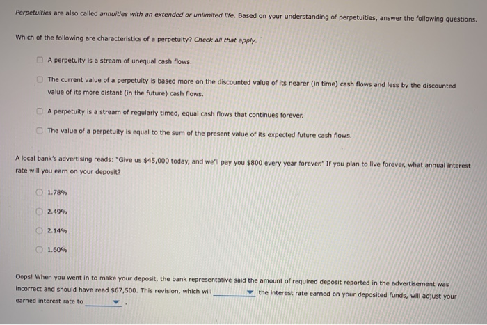 Solved Perpetuities are also called annuities with an | Chegg.com