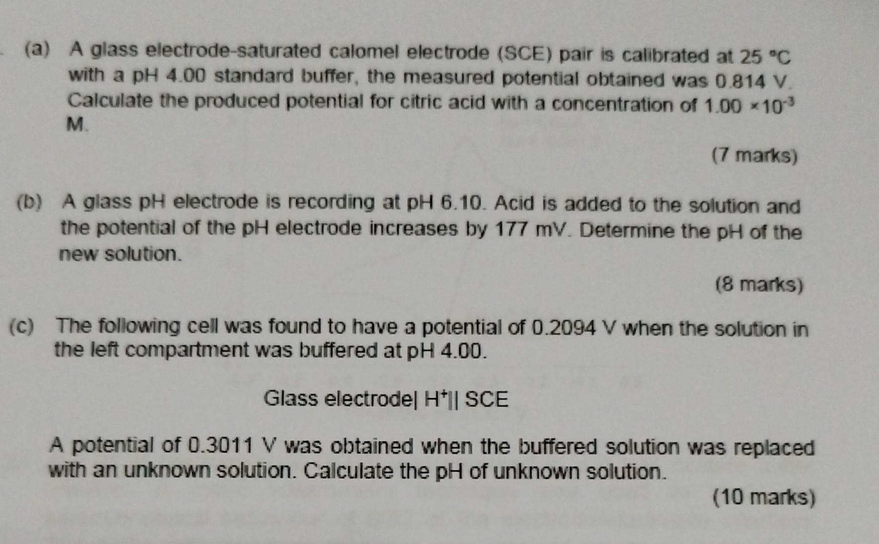 Solved (a) A glass electrode-saturated calomel electrode | Chegg.com