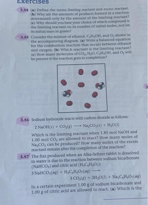 Solved 3.54 (a) Define the terms limiting reactant and | Chegg.com