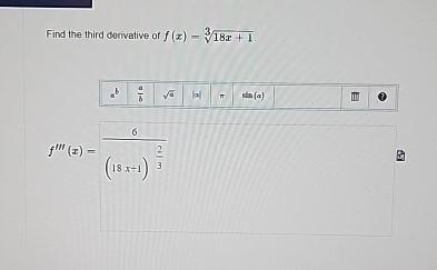 Solved Find the third derivative of | Chegg.com