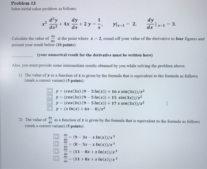 Solved Problem #3 Solve initial value problem as follows: 1 | Chegg.com