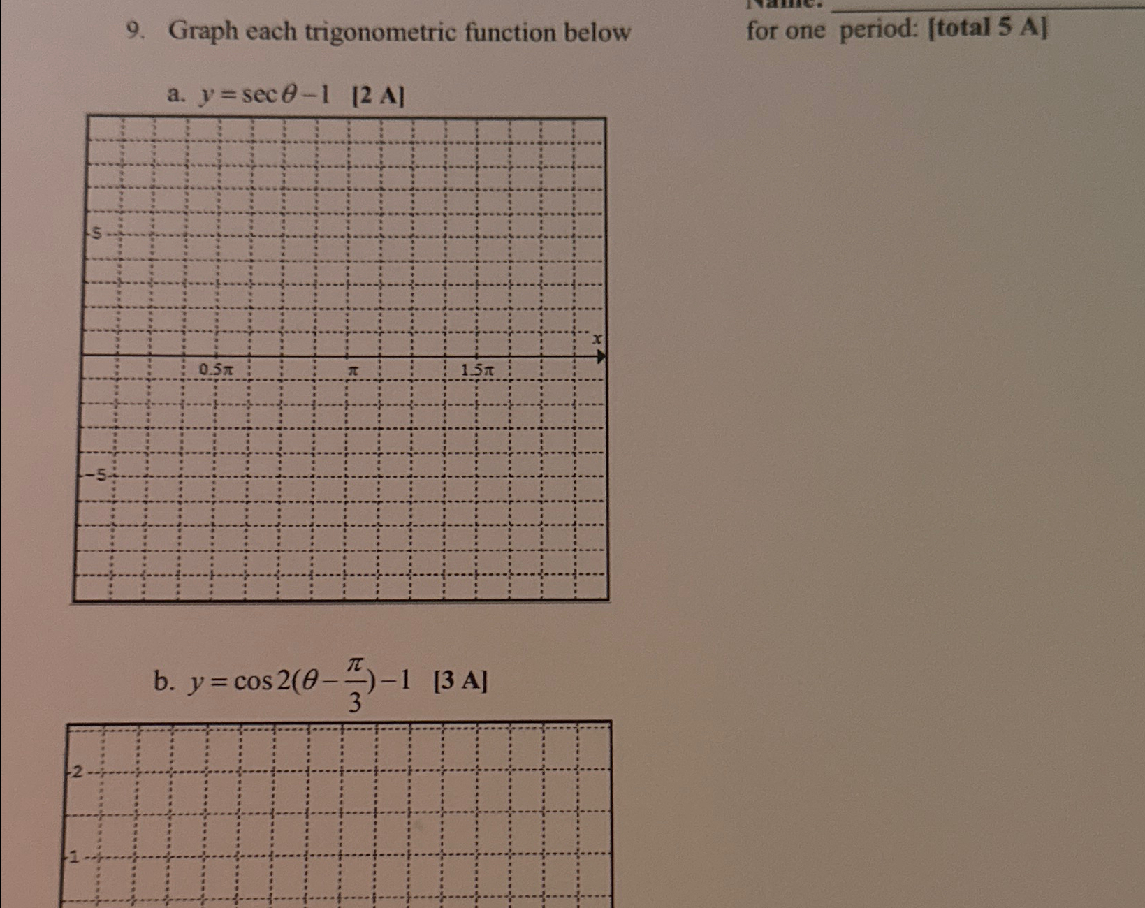 Solved Graph each trigonometric function below for one | Chegg.com