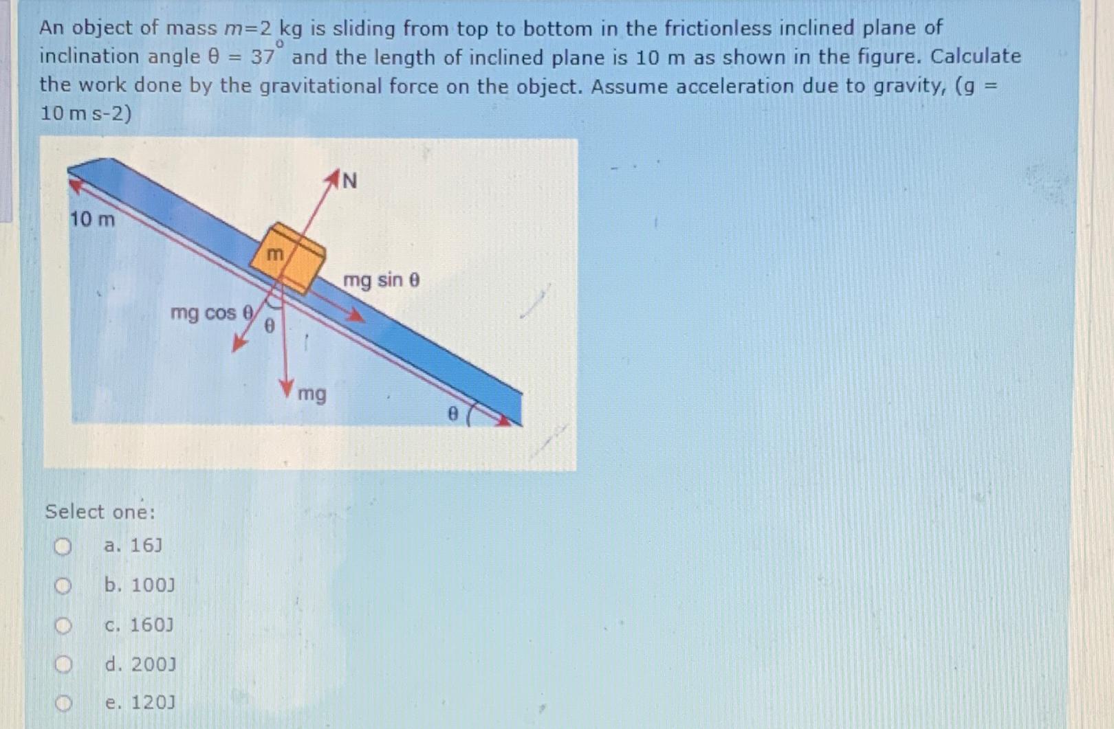 Solved An object of mass m=2kg ﻿is sliding from top to | Chegg.com