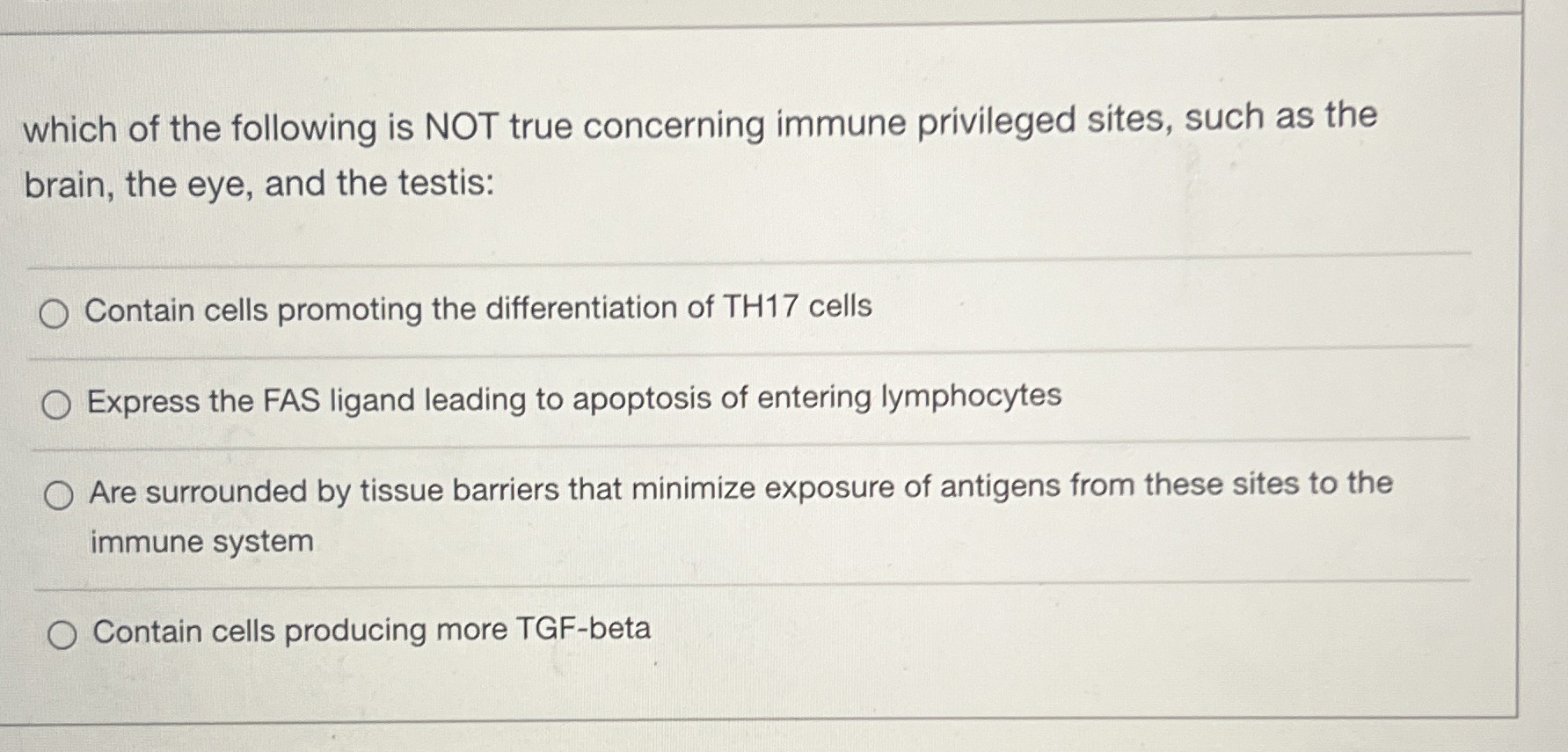 Solved which of the following is NOT true concerning immune | Chegg.com