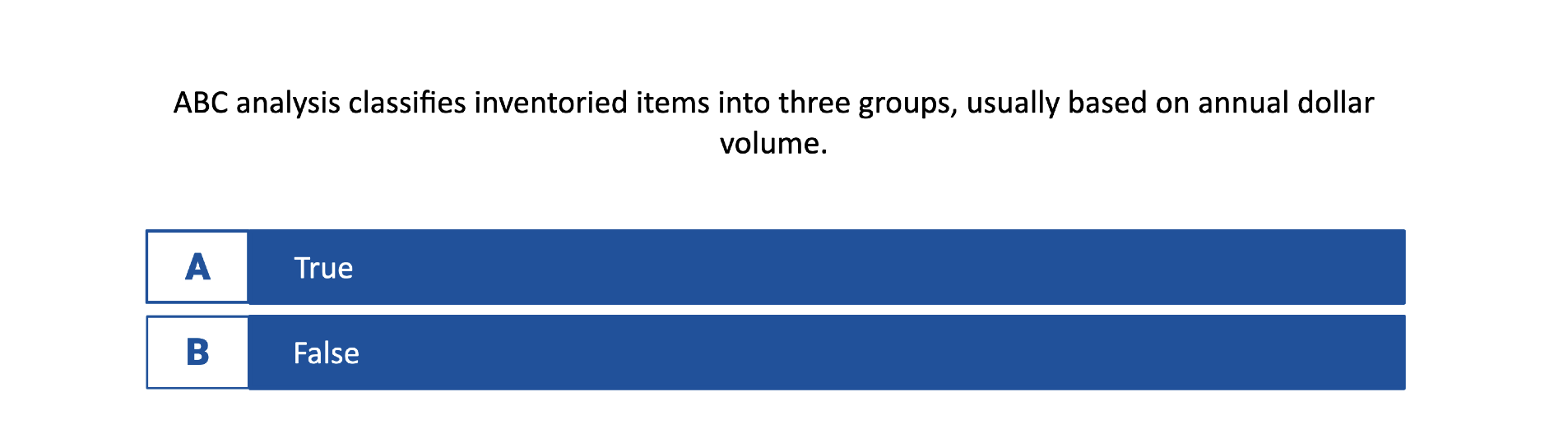 Solved ABC analysis classifies inventoried items into three | Chegg.com