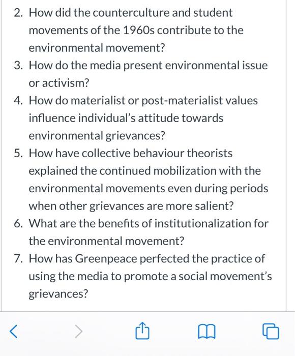 Solved 2. How did the counterculture and student movements | Chegg.com