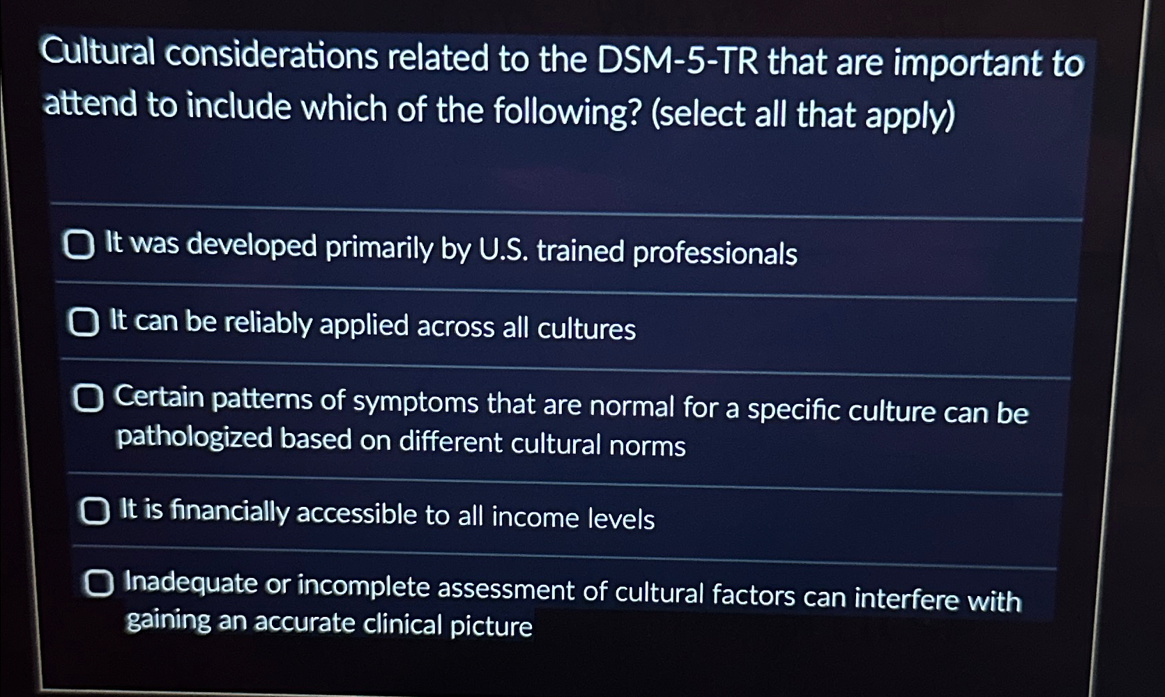 Solved Cultural considerations related to the DSM-5-TR that | Chegg.com