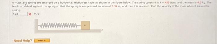 Solved A mass and spring are arranged on a horizontal, | Chegg.com