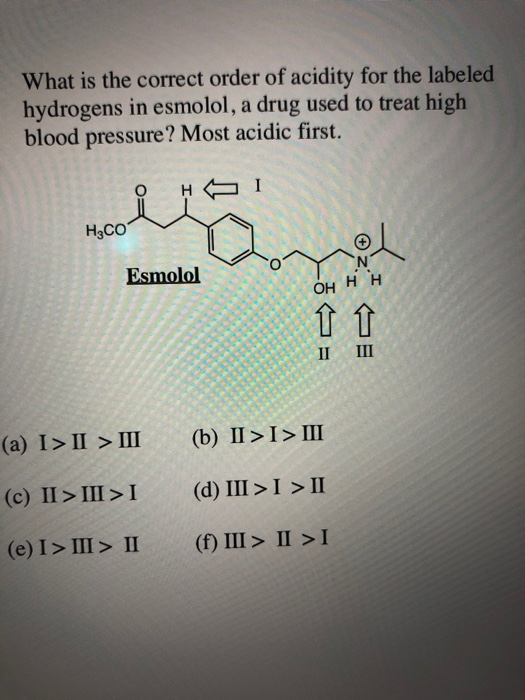 Solved What is the correct order of acidity for the labeled | Chegg.com