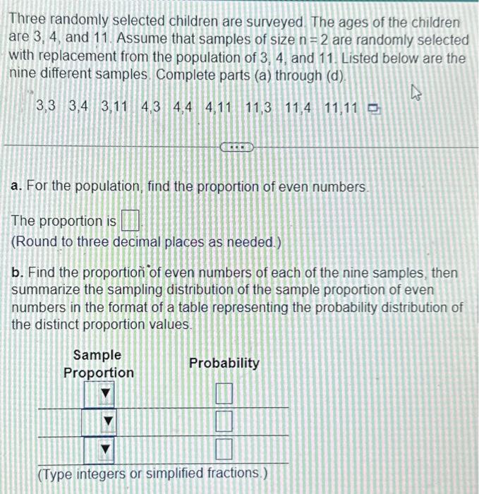 Solved Three randomly selected children are surveyed. The | Chegg.com
