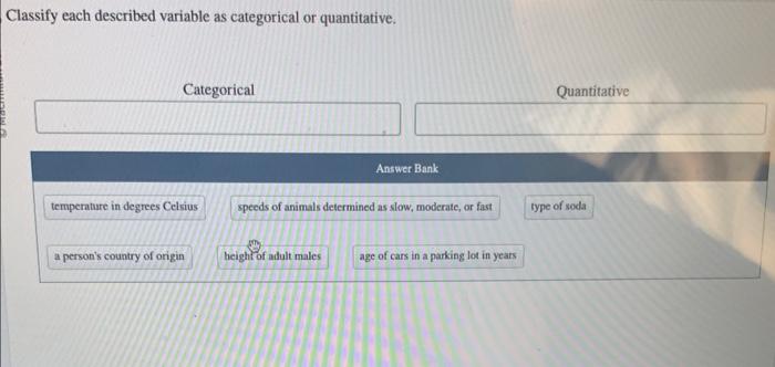 Solved Classify each described variable as categorical or | Chegg.com